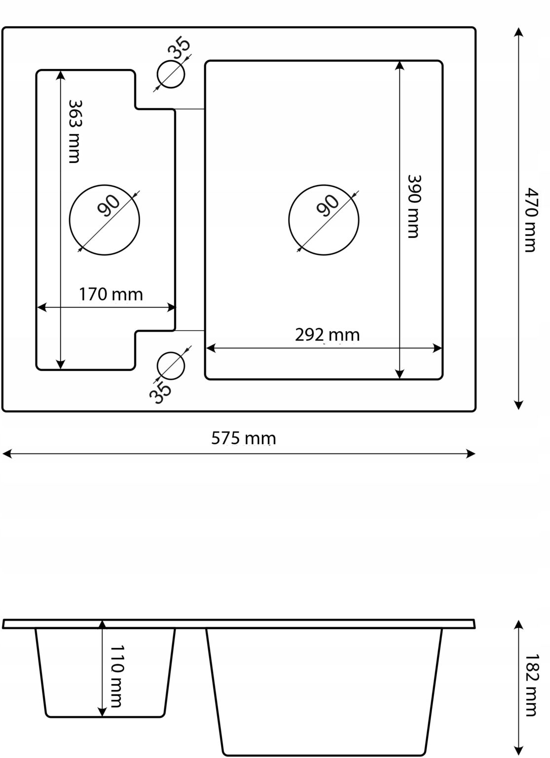 Zlewozmywak granitowy model JORG - Granitan