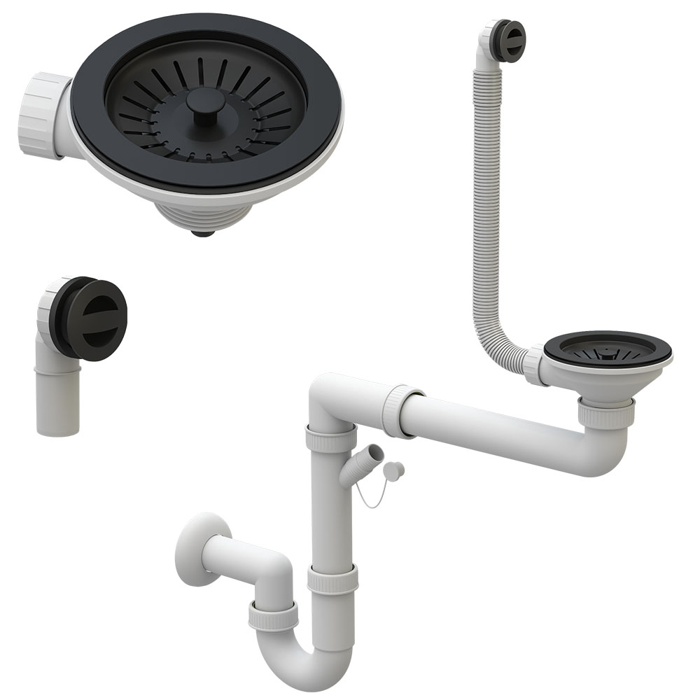 Syfon przyścienny manualny jednokomorowy Power Color pure carbon - Granitan